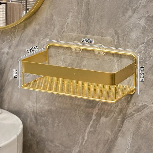Gold storage rack bathroom storage rack wall mounted tripod shampoo an ...